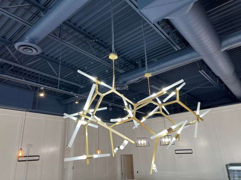 ABSTRACT HANGING CHANDELIER SOME GLASS BROKEN SO GUARANTEED 1 FIXTURE ...