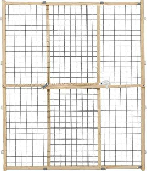 New World 50" Extra-Wide & Tall Wire Mesh Wood Pet Gate, Does Not ...