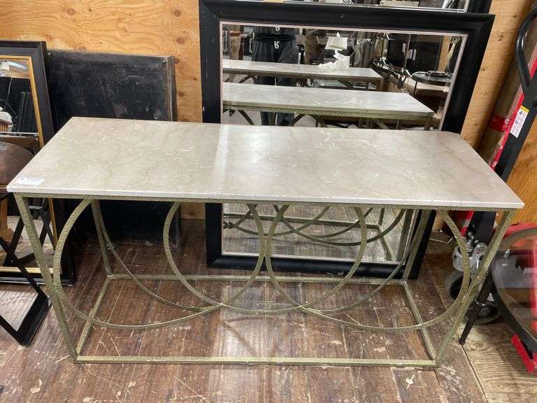 APPROX. 55IN MARBLE TOP REC. DECORATIVE TABLE CHIPPED - North American ...