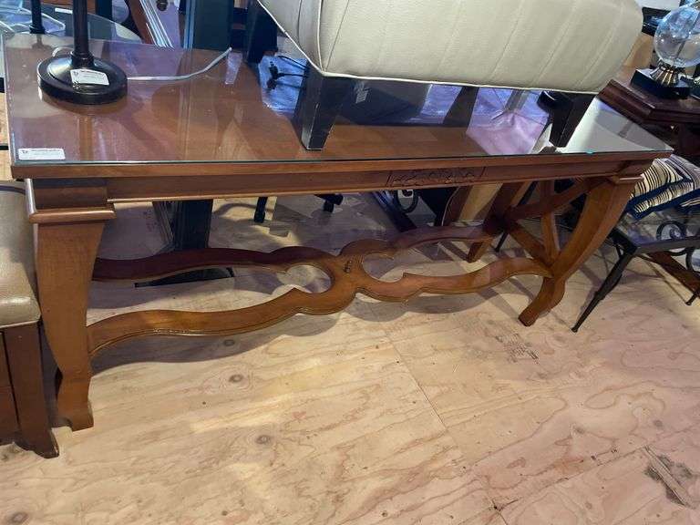 APPROX. 6FT LONG REC. GLASS TOP TABLE - North American Auction LLC