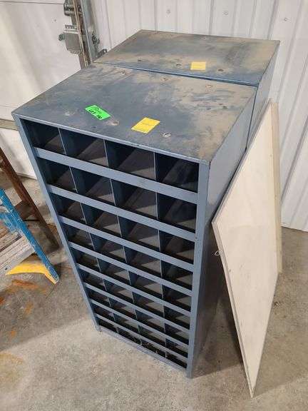 Metal cubby storage & white board - Ness Bros Realtors & Auctioneers