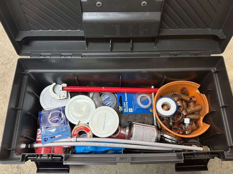 Toolbox with plumbing contents - Ness Bros Realtors & Auctioneers