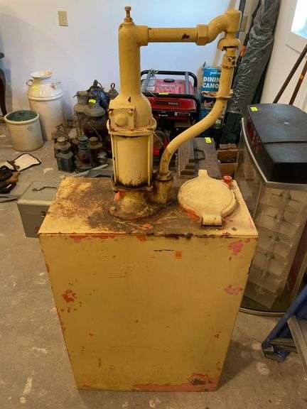 Antique Lubester oil pump. Garage - Ness Bros Realtors & Auctioneers