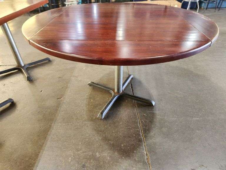 51" Round Solid Wood Drop Leaf Table - NexBid
