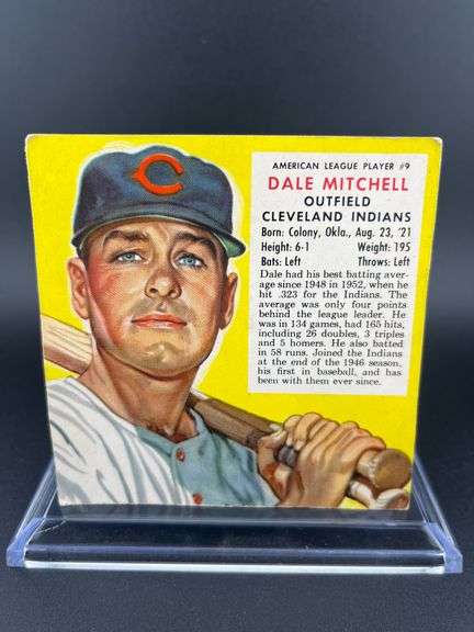 Vintage 1954 Red Man Dale Mitchell #9 Baseball Card - NexBid