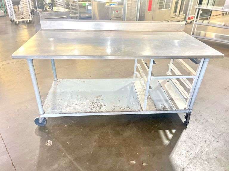Stainless Steel Work Table w/ Wheels 71-1/2" X 36" X 39" - NexBid