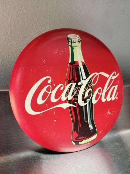 12" Round Coca Cola Metal Sign - NexBid