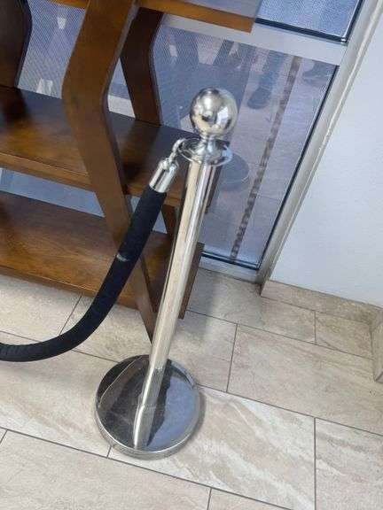Chrome Crowd Control Poles Estanchions with Rope - NexBid