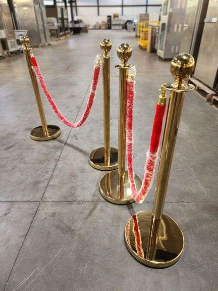 NEW – BID x 4 – Gold Stanchion Posts w/ Red Velvet Rope – 37.8" Tall ...