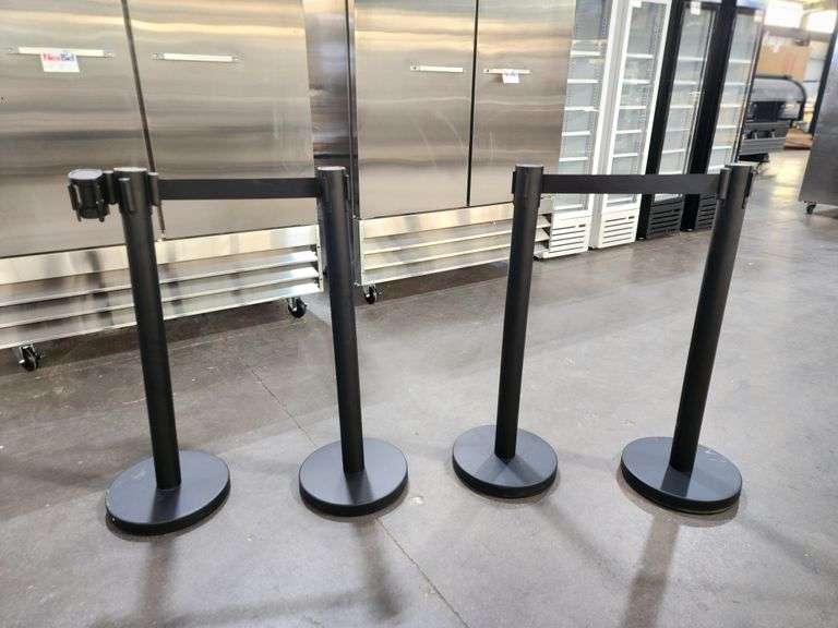 BID x 4 – NEW Crowd Control Stanchions with Retractable Belts - NexBid