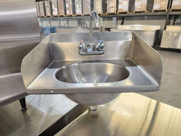 Eagle Group Stainless Wall Mount Hand Wash Sink W/ Side Splashes and ...