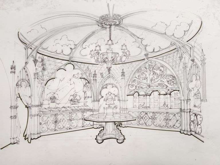 Original Hard Rock Cafe Retail Merchandising Area Concept Drawing ...