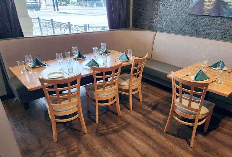 COMPLETE PREMIUM “L” SHAPE DINING BOOTH SETUP – Booths + Solid Wood ...