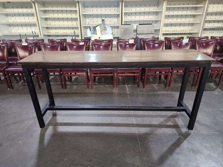 84" Bar Height Table – Solid Wood Top & Industrial Steel Frame - NexBid