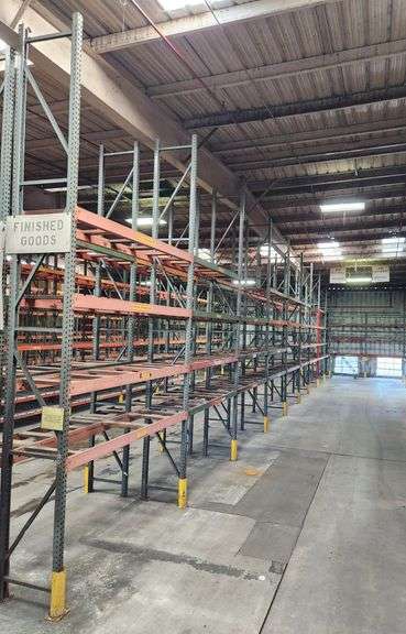 Bid x 9 – Heavy-Duty Warehouse Pallet Racking Sections – 20’ Uprights ...