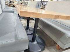 Booth Seating Set: (2) Single Booths + Solid Wood Table w/ Dual Round ...
