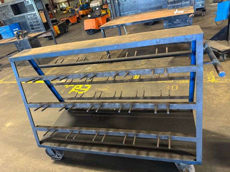 Heavy-Duty Industrial Steel Rod Rack on Casters – Shop Storage or Decor ...