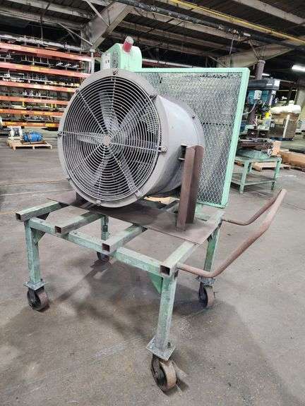 Heavy-Duty Station Fan on Rolling Cart with Integrated Dust Filter ...