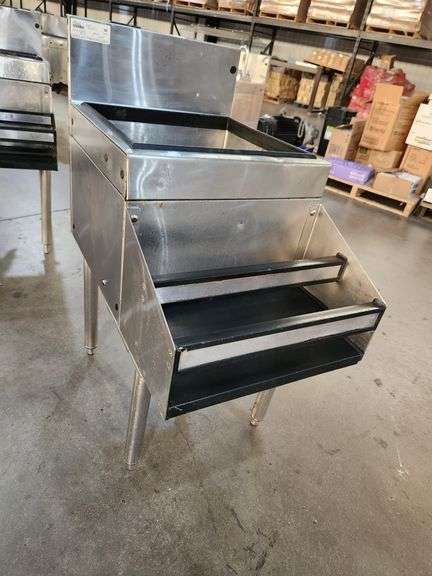 Glastender 18" Stainless Jockey Box Ice Bin w/ Double Speed Rail - NexBid
