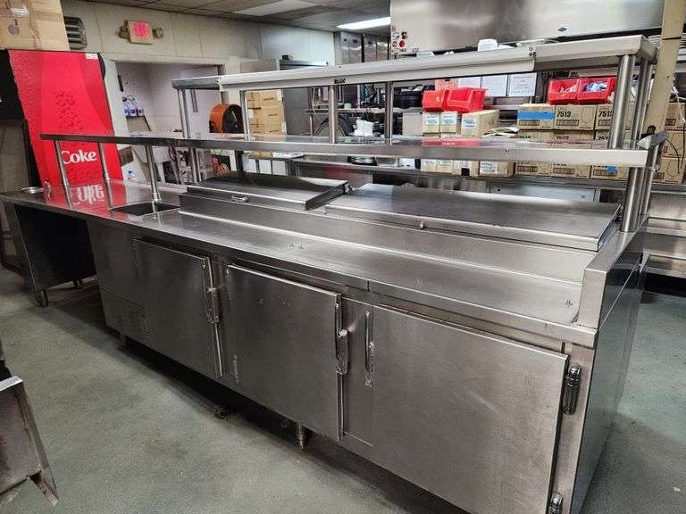 163" Stainless Refrigerated Prep Line & Sandwich Station - NexBid