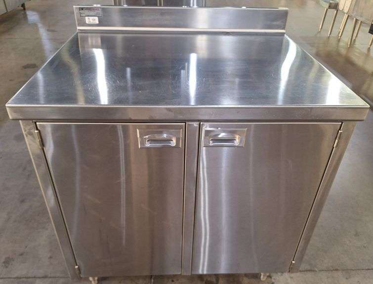 Heavy Duty All-Stainless Steel Work Table Cabinet w/ Double Door ...