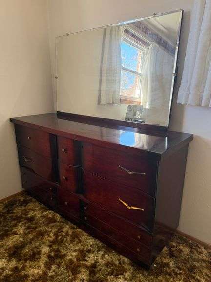 The Basic Witz Furniture Company dresser and mirror - NGW Auctions