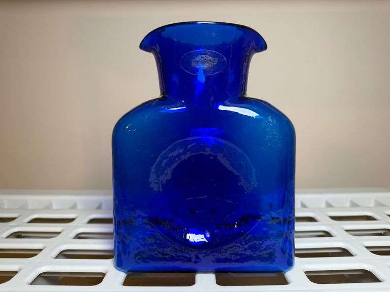 2014 cobalt blue Blenko pitcher - NGW Auctions