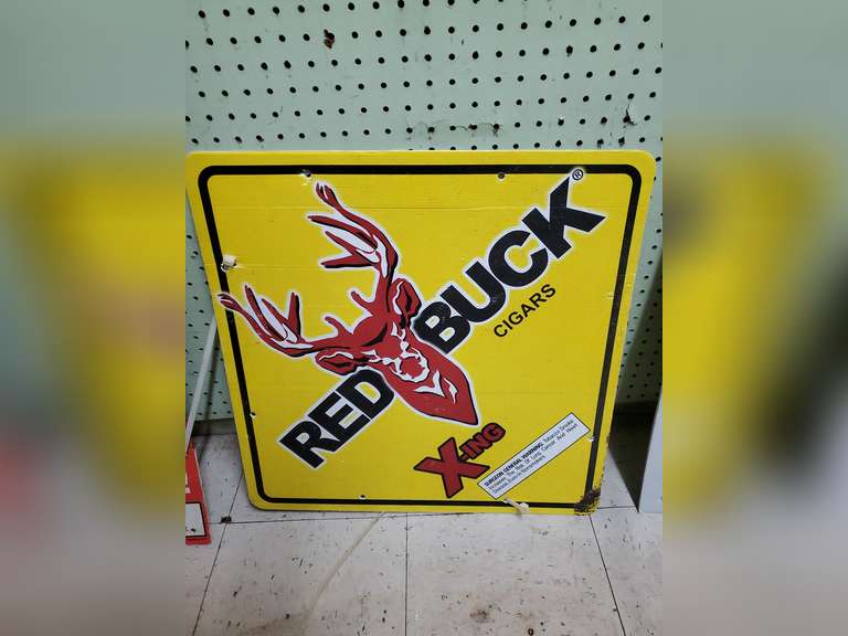 Coraplast One Sided Red Buck X-ing Cigar Advertisement Sign - Northern ...