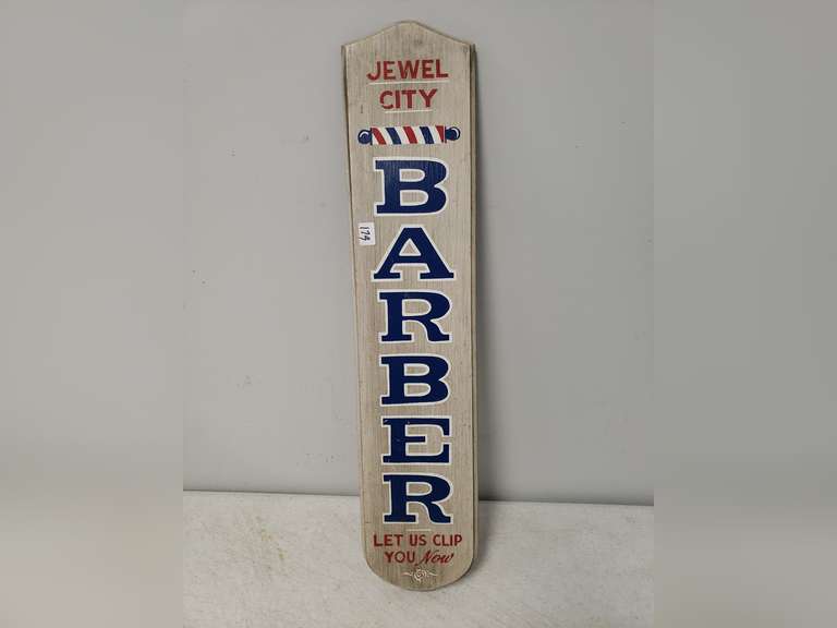 Wood barber sign - Northern Kentucky Auction, LLC