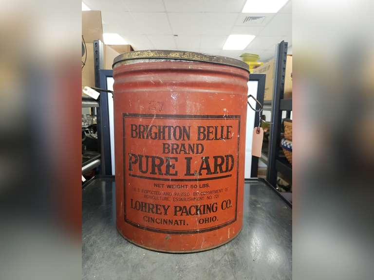 50lb Lohrey Packing pure lard can, with lid - Northern Kentucky Auction ...