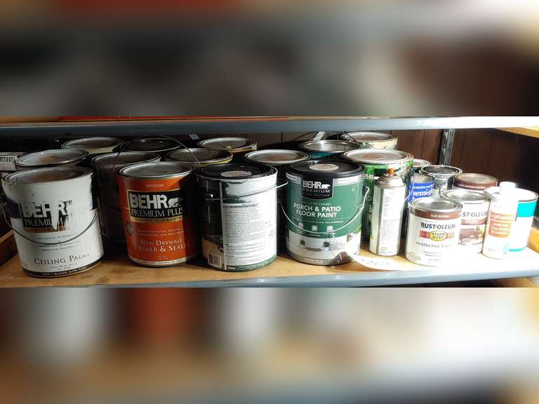 Numerous colors and types of paints. Only one full, 32 oz. can, flat ...