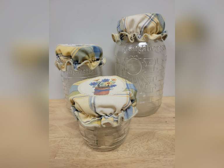 Longaberger Glass Jars with Lid Covers - Northern Kentucky Auction, LLC