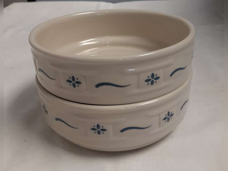 Pair of Longaberger Pottery Stackable Bowls - Northern Kentucky Auction ...