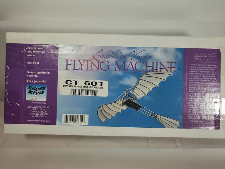 Leonardo Da Vinci flying machine kite kit, unopened box - Northern ...