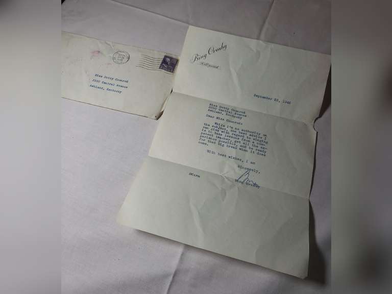 Signed Bing Crosby personal letter - unverified - Northern Kentucky ...