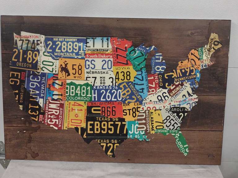 3'X 2'X1 3/4" Composite Wood Continental United States map of License ...