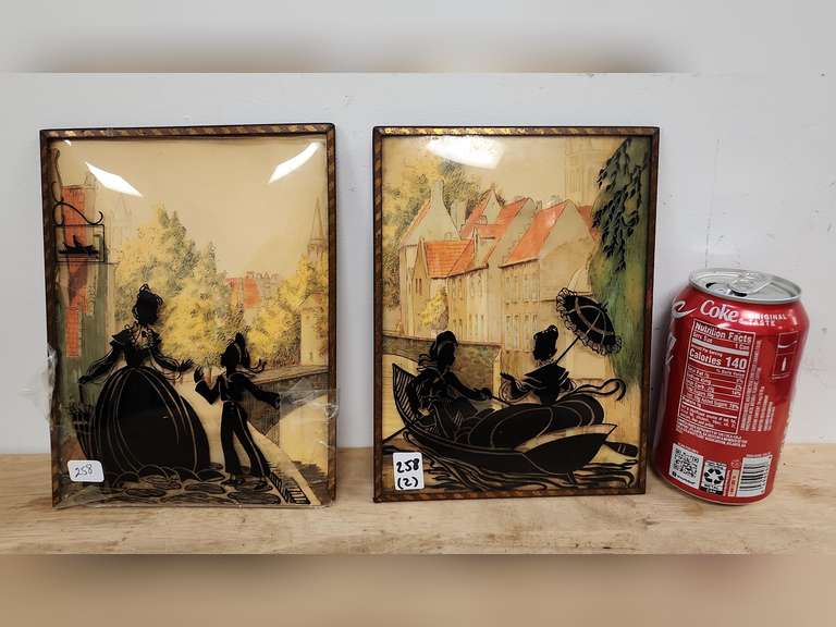 2 Vintage convex glass reverse paintings - Northern Kentucky Auction, LLC