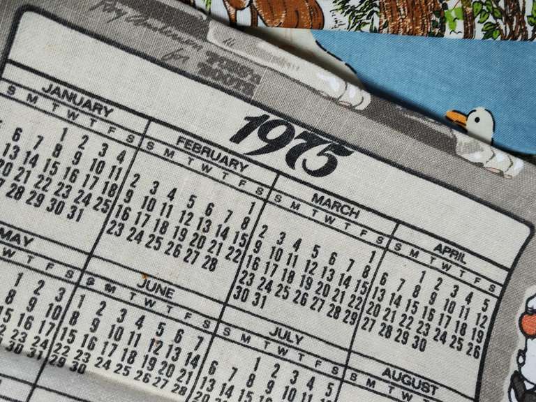 Collection of cloth calendars from the 1960s up to the 2000s, unknown ...