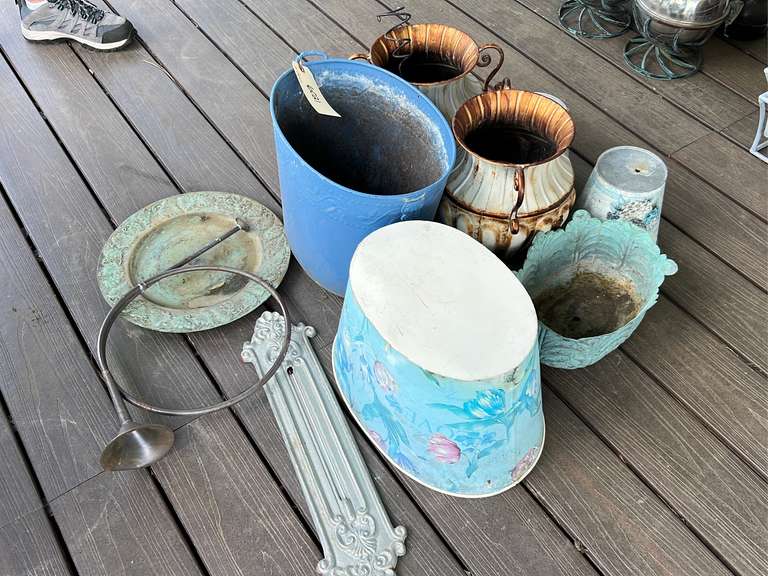 11 Decorative metal items - some were used as planters - Northern ...