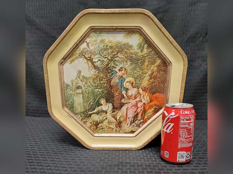 Large Eight Sided Tin with Victorian Style Graphics. - Northern ...