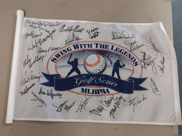 Swing With the Legends MLBPAA Golf Series signed nylon flag, not ...