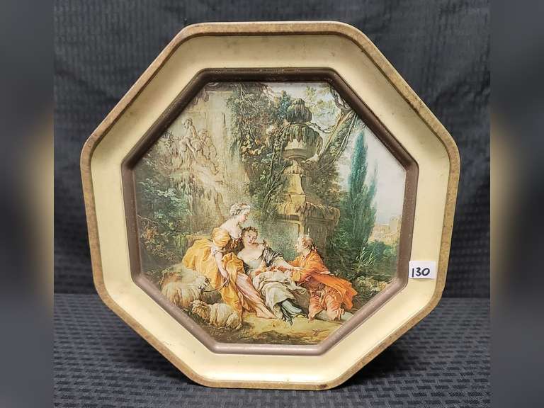 Large Eight Sided Tin with Victorian Style Graphics. - Northern ...