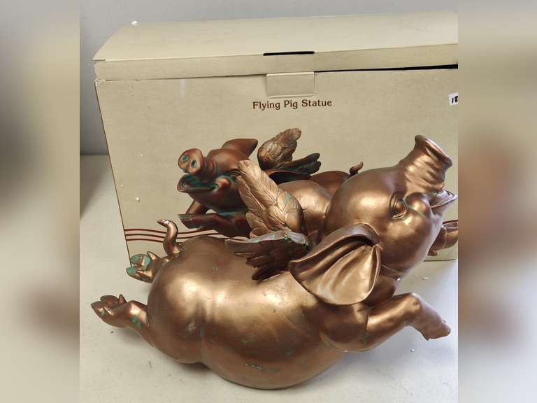 Cracker Barrel Flying pig statue - Northern Kentucky Auction, LLC