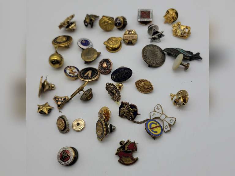 Nice Group of Advertising and Event Pins-Some Enameled and Stud Back ...