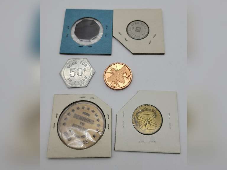 1940-1965 Hell on Wheels Medal-Africa-Bee and (4) Other Military Tokens ...