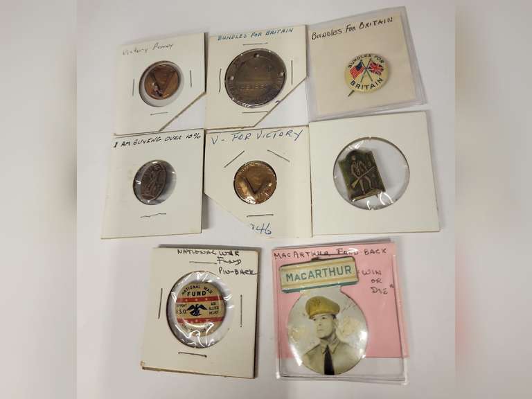 WW2 1941-1946 War Fund Tokens ,Pins , Medals -United States & Britain ...