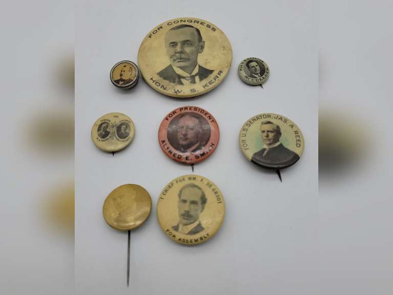 (8) Circa 1895-1925 Political Pins and Studs (Buttons) For President ...