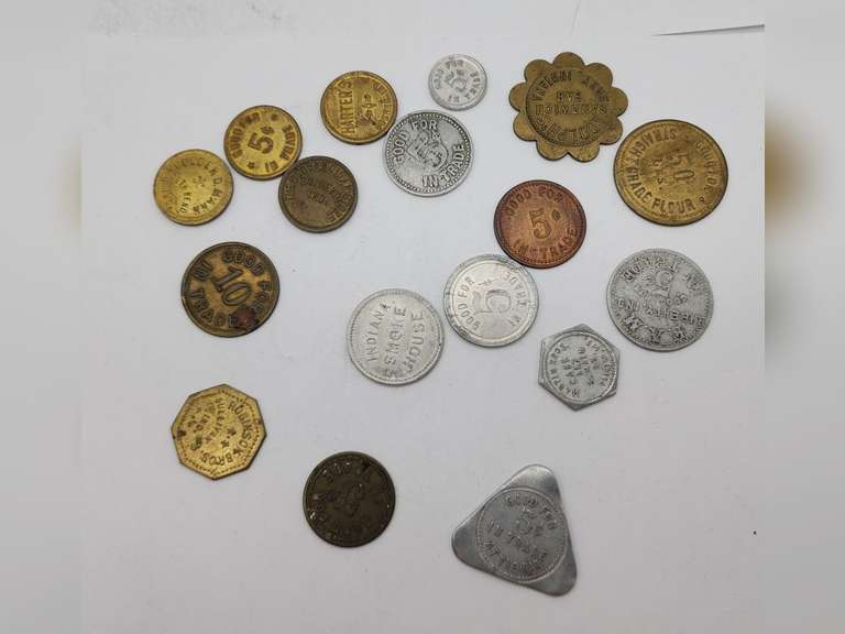 17 Indiana Trade Tokens, All Different with Some Smaller Towns ...