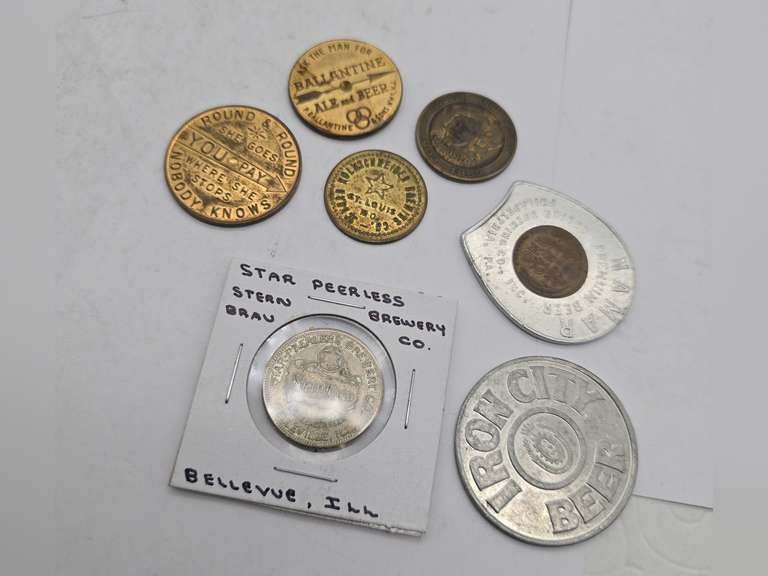 7 United States Advertising Brewery Tokens - MO, N.J., PA, IL & NEBR ...