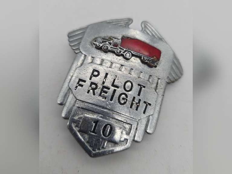 Pilot Freight Art Deco Design Hat Badge - Badge #10 (Has Both Post) - Northern Kentucky Auction, LLC